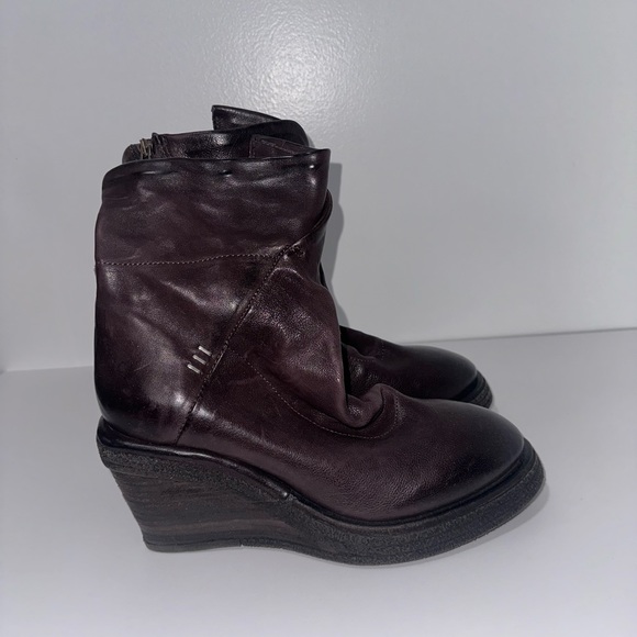 A.S.98 | Shoes | As98 Tremont Eggplant Leather Wedge Boots | Poshmark